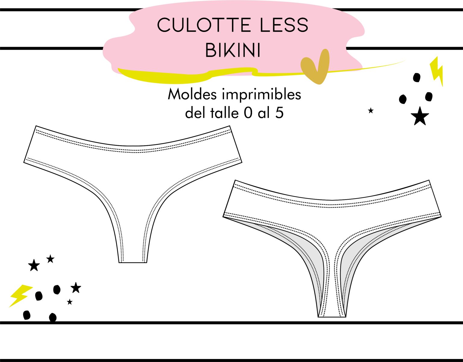 Molderia imprimible Top Venecia + Culotte less bikini - Moldes en casa