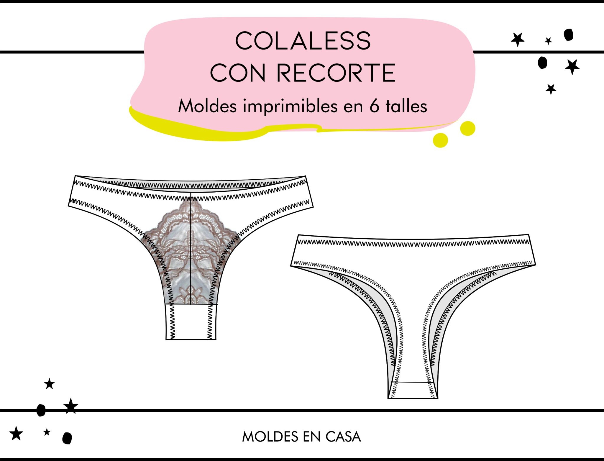 Molderia imprimible Colaless con recorte de puntilla - Moldes en casa