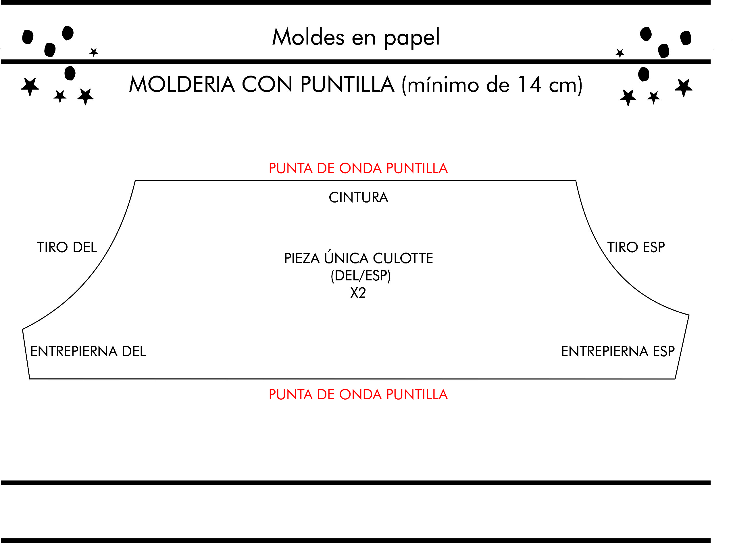 Molderia imprimible Culotte para puntilla de 14 cm - Moldes en casa