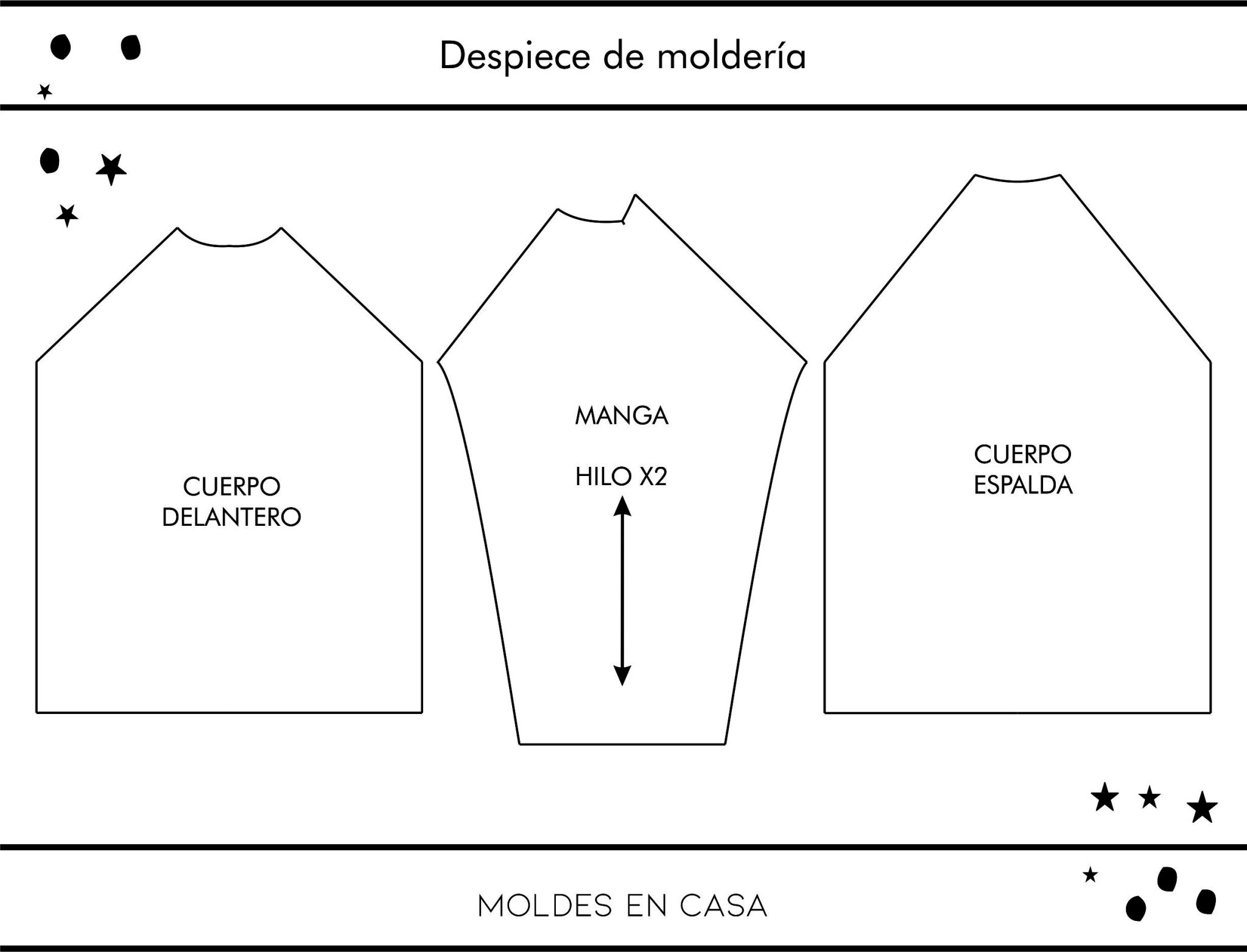 Molderia imprimible Camiseta manga ranglan - Moldes en casa