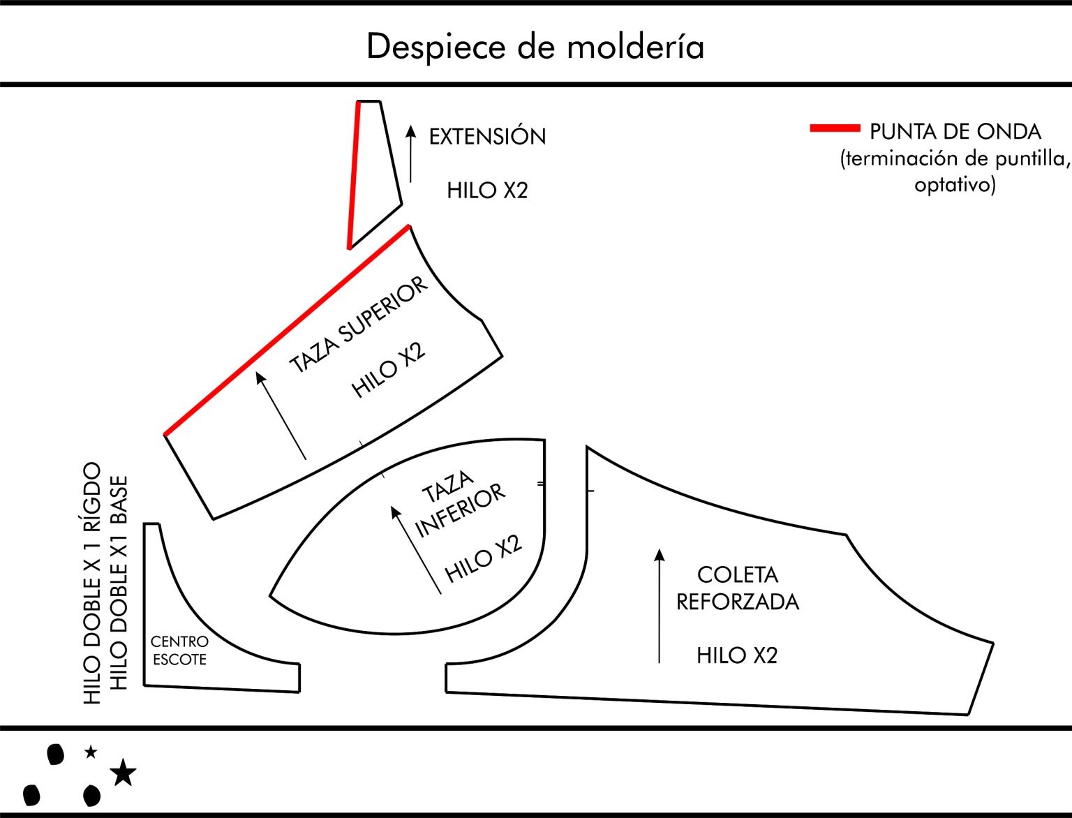 Molderia imprimible Corpiño con arco entero, extensión y corte ...