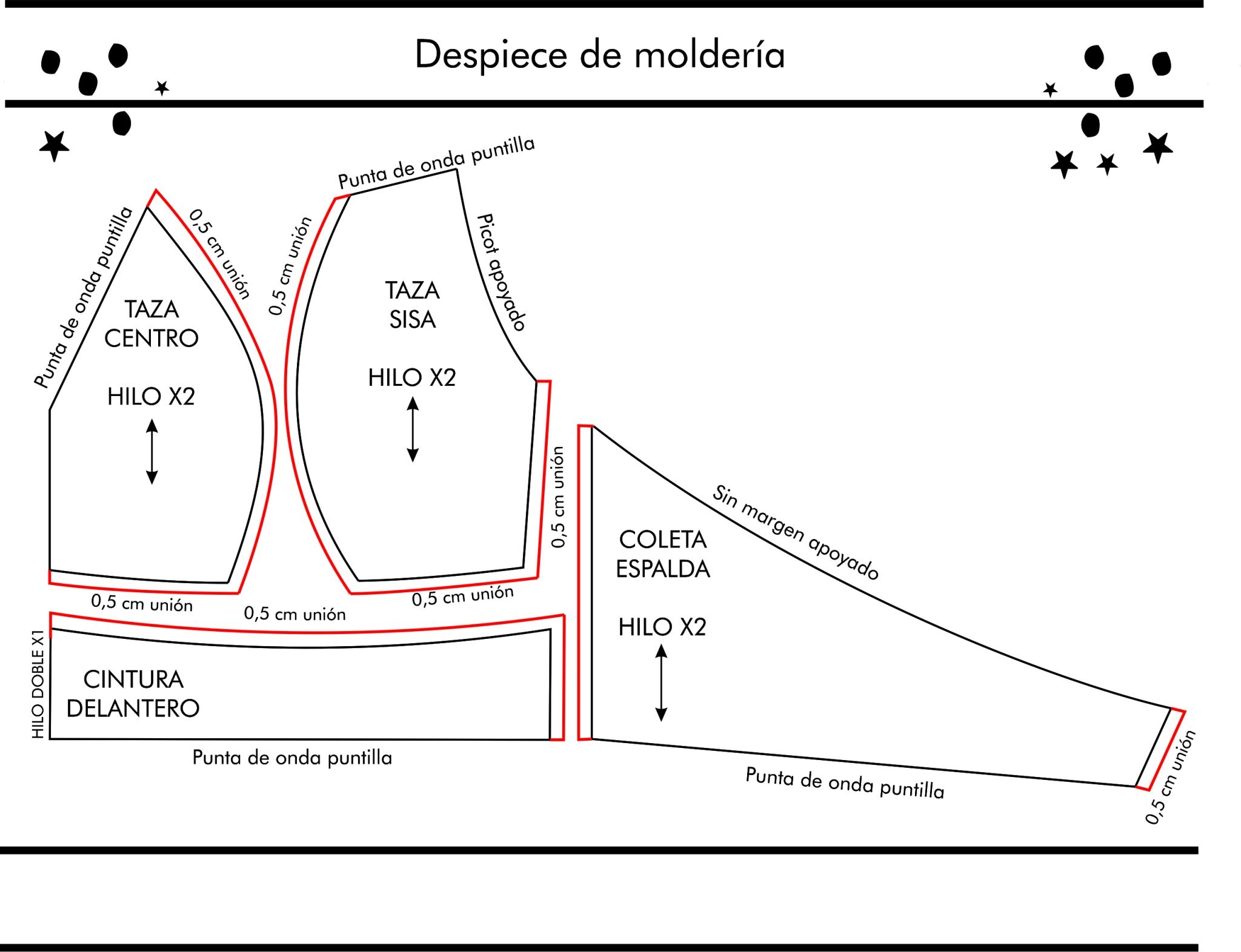 Molderia imprimible Corpiño Vida - Moldes en casa