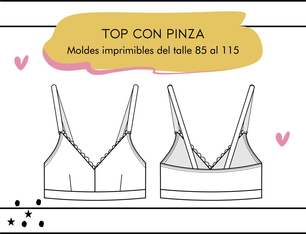 Molderia imprimible Top con pinza - Moldes en casa