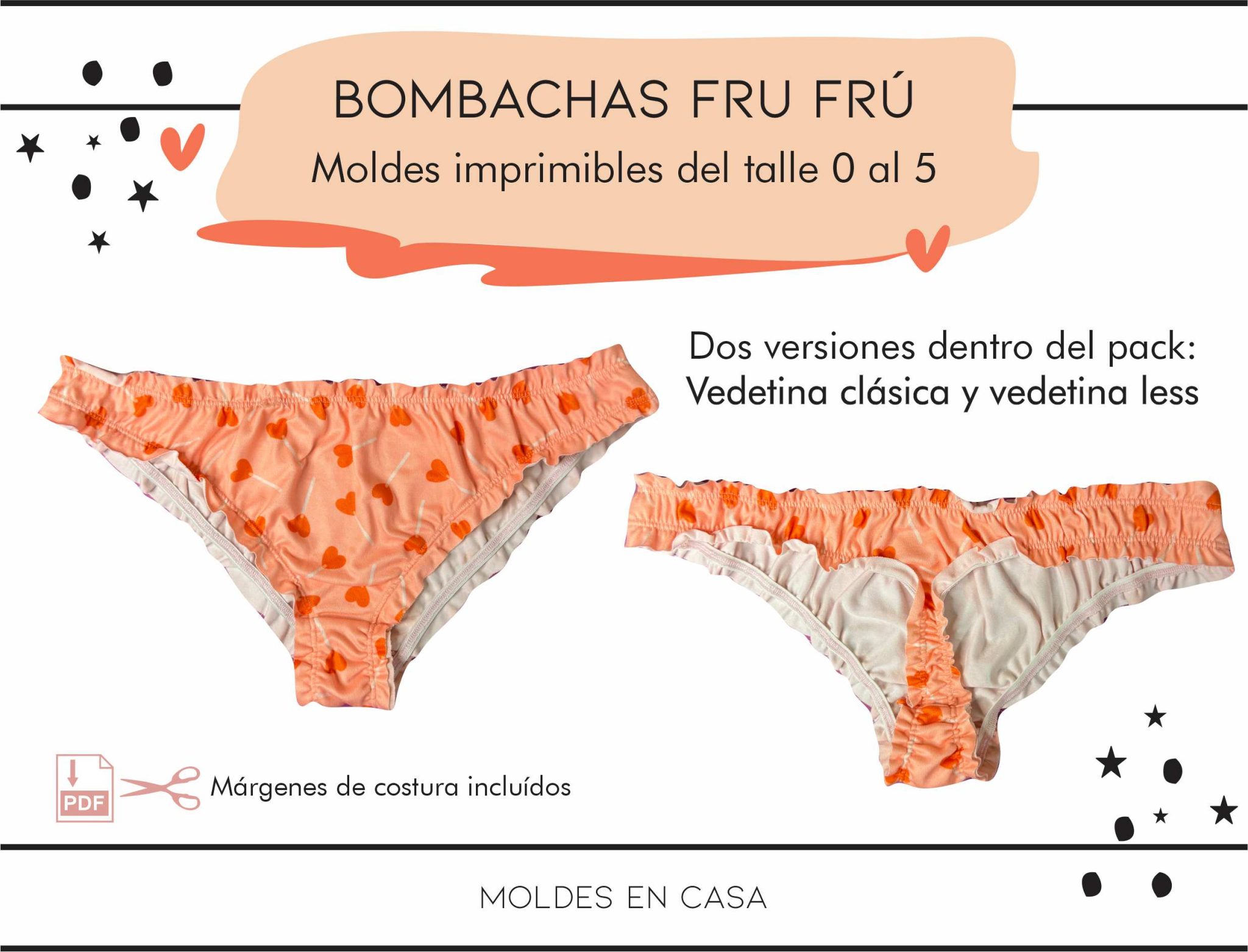 Pack x2 Molderia imprimible Bombachas Fru frú - Moldes en casa