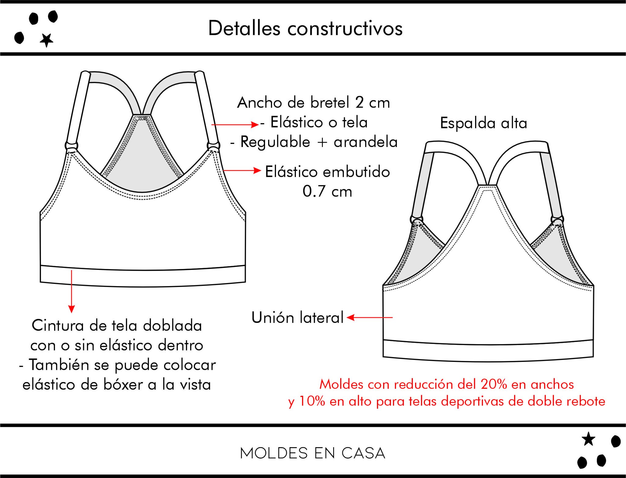 Molderia imprimible Top deportivo Brasil + Calza Biker - Moldes en casa