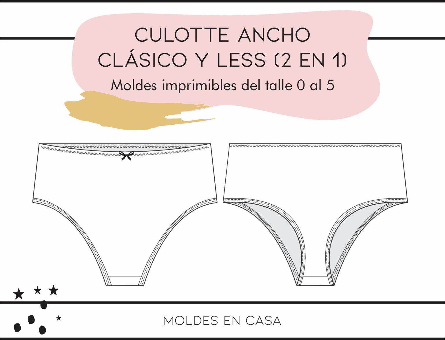 Pack Molderia Culotte ancho 2 en 1 (clásico y less) - Moldes en casa